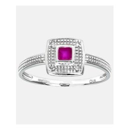 Diamant L'&eacute;ternel Cluster-Ring aus 375 Wei&szlig;gold mit Diamant mit Rubin | Gr.: 53