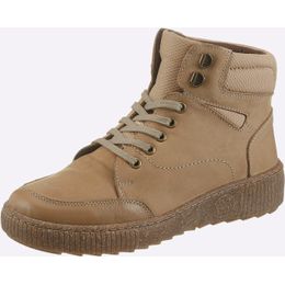Casual Looks Damen Stiefelette, Gr. 39, beige, Glattleder, Nubukleder, Textil, Schuhe