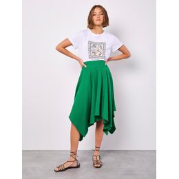 Apricot Damen Stufenrock "Hankyhem Skirt", gr&uuml;n, Gr. 38, unifarben, Obermaterial: 87% Viskose CV. 13% Polyamid PA., R&ouml;cke, mit asymmetrischem Saum