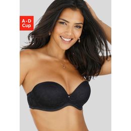 Lascana Damen Multiway-BH, Gr. 90, schwarz, Spitze, Obermaterial: 85% Polyamid, 15% Elasthan, BHs, mit nahtlosen Schalen & vielen Tragevarianten,