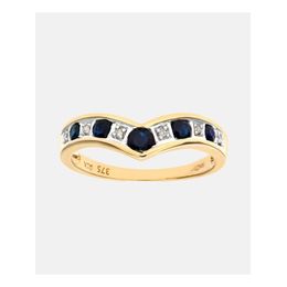 Diamant L'&eacute;ternel Ring aus 375 Gelbgold mit Diamant mit Saphir | Gr.: 48