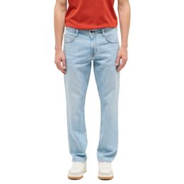 Mustang Herren Straight-Jeans "Herren Style Denver Straight Linen"303 mittelblau, Gr. 38, unifarben, Denim/Jeans, 80% Baumwolle, 20% Leinen, Jeans