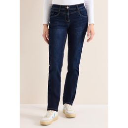 Cecil Damen Stoffhose, blau, Gr. 36, unifarben, Web, 76% Baumwolle, 22% Polyester, 2% Elasthan, Hosen, 5-Pocket-Style
