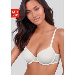 Lascana Damen Schalen-BH "Elisa", Gr. 80, beige, Spitze, Obermaterial: 78% Polyamid, 22% Elasthan, BHs, mit B&uuml;gel, aus zarter, blumiger Spitze, sexy
