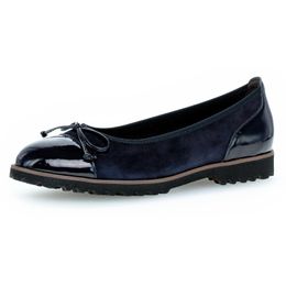 Gabor Damen Ballerina, Gr. 43, blau, Lacklederimitat, Ziegenveloursleder, unifarben, Schuhe, Flats, Chunky Slipper mit komfortablem Gummieinfass