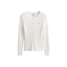 Gant Damen Sweatshirt "Strickjacke STRETCH COTTON CABLE CARDIGAN", wei&szlig;, Gr. XL, Obermaterial: 88% Baumwolle CO. 10% Polyamid PA. 2% Elasthan EL.,
