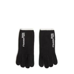 KARL LAGERFELD JEANS Fingerhandschuhe Damen Gr&ouml;&szlig;e M schwarz / wei&szlig; / naturwei&szlig;