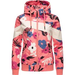 Ragwear Damen Outdoorjacke "Nuggie Block Flower", orange, Gr. S, Au&szlig;enmaterial: 100% Polyester. Innenfutter: 100% Polyester, Jacken, modische Damen