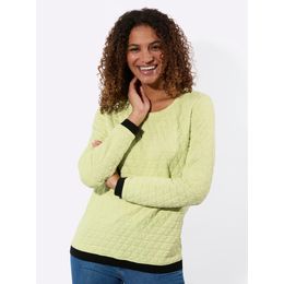 Casual Looks Damen Langarmshirt "Jacquard-Shirt"pistazie, Gr. 46, unifarben, 58% Polyester, 40% Baumwolle, 2% Elasthan, Shirts
