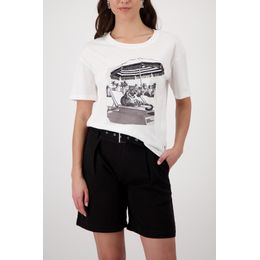 monari Damen T-Shirt, wei&szlig;, Gr. 34, unifarben, Web, Obermaterial: 50% Baumwolle, 50% Modal, Shirts, Regular fit mit Leopardenprint