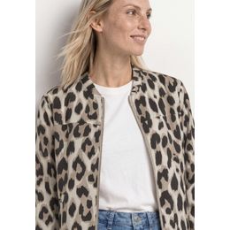 Street One Damen Blouson, beige, Gr. 40, gemustert, Stoff, 90% Polyester, 10% Elasthan, Jacken, aus softem Materialmix