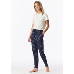 Schiesser Damen Pyjamahose "Mix + Relax", Gr. 34, blau, Single Jersey, Obermaterial: 95% Baumwolle, 5% Elasthan, Hosen, Cotton-Mix, Gummizug,