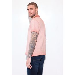 Street One MEN Herren Poloshirtsunrise rot, Gr. XL, gemustert, Web, 100% Baumwolle, Shirts, in washed Optik