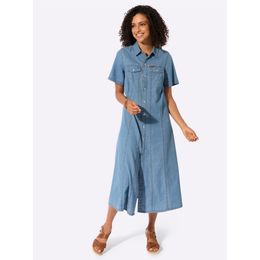 Casual Looks Damen Jeanskleid "Jeans-Kleid"blau, bleached, Gr. 46, unifarben, Denim/Jeans, 100% Baumwolle, Kleider