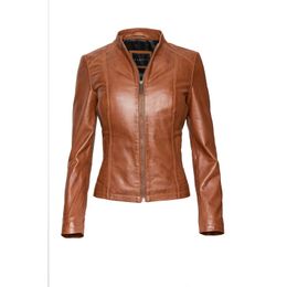 Bugatti Damen Lederjacke "BULady-124", braun, Gr. 44, uni, Obermaterial: 100% Lammleder LEL. Futter: 100% Polyester PES. 100% Polyester PES., Jacken,