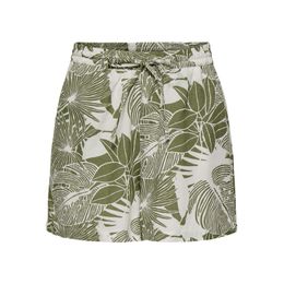 Only Damen Shorts "ONLJAKIRI LINEN SHORTS WVN", gr&uuml;n, Gr. XS, bedruckt, Web, Obermaterial: 50% Viskose, 35% Baumwolle, 15% Leinen, Hosen,