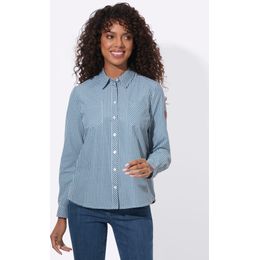 Casual Looks Damen Karobluse, blau, Gr. 52, gemustert, kariert, mehrfarbig, 50% Baumwolle, 50% Polyester, Blusen