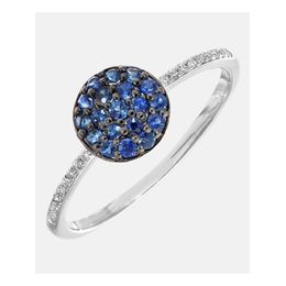 Diamant L'&eacute;ternel Ring aus 375 Wei&szlig;gold mit 0.44 Karat Diamant mit Saphir | Gr.: 50