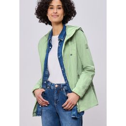 Street One Damen Windbreaker, gr&uuml;n, Gr. 46, unifarben, Stoff, Obermaterial: 60% Polyester, 40% Nylon. Futter: 100% Polyester, Jacken, mit Kapuze mit