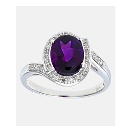 Diamant L'&eacute;ternel Ring aus 375 Wei&szlig;gold mit Diamant mit Amethyst | Gr.: 64