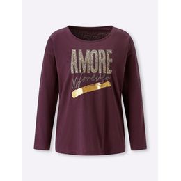 Classic Basics Damen Langarmshirt "Langarm-Shirt"burgund, taupe, Gr. 56, 100% Baumwolle, Shirts