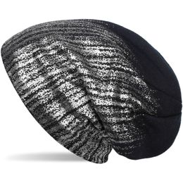 styleBREAKER Damen Strickm&uuml;tze "Feinstrick Beanie mit Metallic Print", blau, Modisch, 100% Polyacryl PAN., M&uuml;tzen