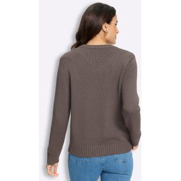 Inspirationen Damen Strickjackedunkeltaupe, Gr. 48, unifarben, 50% Baumwolle, 50% Polyacryl, Strickjacken