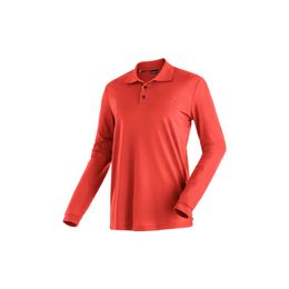 Maier Sports Herren Langarm-Poloshirt "Ulrich L/S", rot, Gr. XXL, 100% Polyester, Shirts, Herren Polo langarm, leichtes Funktionsshirt, Langarmshirt,