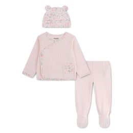 M&auml;dchen Shirt, Hose, Jacke & M&uuml;tze "HUGG FOOTED PANT SET + ATTACHM", rosa, Gr. 1, HUGGIES BABYWEAR, gebl&uuml;mt, unifarben mit Farbeinsatz, Rippware,