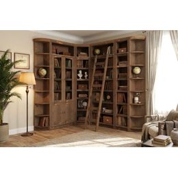 Bibliothek OTTO HOME, B:204cm H:220cm T:29cm, braun, Massivholz, Regale, "Soeren - 7-tlg. Set: mit 1 Regal B 80 cm., 1 Regal B 40 cm, 1 Eckregal",