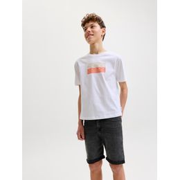 Jack & Jones Jungen Shorts "JJIRICK bequem mit mittlerer Taille f&uuml;r Jungen", grau, Gr. 176, JACK & JONES JUNIOR, Abriebeffekte, Web, Obermaterial: 98% Baumwolle,
