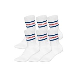 HUDDLE Herren Kurzsocken "Socken HUDDLE 6pk Crew Socks Stripe 6er Pack", Gr. 39, wei&szlig;, Obermaterial: 82% Polyester PES. 15% Baumwolle CO. 3% Elasthan