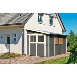 Karibu Gartenhaus &raquo;Bodensee 4&laquo; naturbelassen oder terragrau grau Holzwerkstoff ohne Fu&szlig;boden