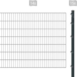 Arvotec Einstabmattenzaun &raquo;ESSENTIAL 140 zum Aufschrauben&laquo; Zaunh&ouml;he 140 cm, Zaunl&auml;nge 2 - 60 m grau Kunststoff, Stahl H/L: 140cm x 28m, Pfosten: 15 Stk.