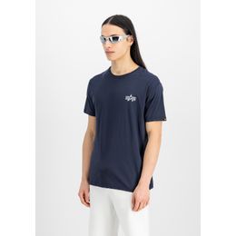 Herren T-Shirt "Signature Backprint T-Shirt", blau, Gr. S, Alpha Industries, Obermaterial: 100% Baumwolle, Shirts