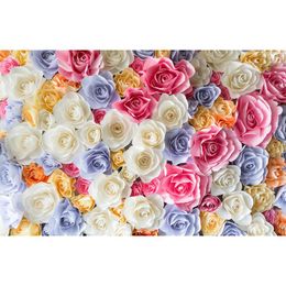 papermoon Fototapete &raquo;ROSEN-BLUMEN ABSTRAKT TEXTUR MUSTER FARBIG DEKO GARTEN&laquo; bunt Vlies B/L: 1,5m x 1,11m, Bahnen: 7 Stk.
