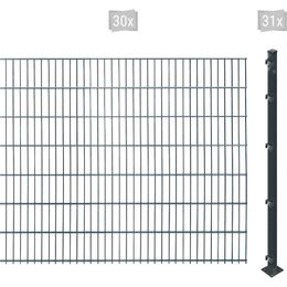 Arvotec Doppelstabmattenzaun &raquo;ESSENTIAL 143 zum Aufschrauben&laquo; Zaunh&ouml;he 143 cm, Zaunl&auml;nge 2 - 60 m grau Kunststoff, Stahl H/L: 143cm x 60m, Pfosten: 31 Stk.