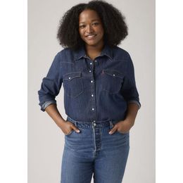 LEVI'S&reg; PLUS LEVI'S PLUS Damen Jeansbluse "PL ULTIMATE WESTERN T3", blau, Gr. XXXL, unifarben, Web, Obermaterial: 100% Baumwolle, Blusen, mit Taschen
