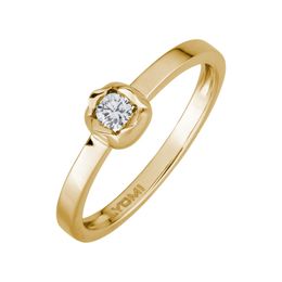 LYOMI Damen Fingerring "585/- Gelbgold 1 synth. Diam. 0,10 ct.", 052 (16,6), 0,1 VS = sehr kleine Einschl&uuml;sse, Gold, gold, Gold, Fingerringe