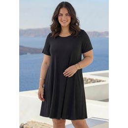 Damen Jerseykleid "Gro&szlig;e Gr&ouml;&szlig;en", schwarz, Gr. 54, LAURA SCOTT CURVE, unifarben, Single Jersey, Obermaterial: 95% Viskose, 5% Elasthan, Kleider, aus