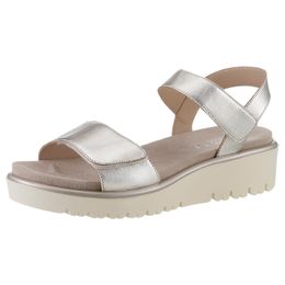 Ara Damen Keilsandalette "BILBAO", Gr. 36, grau, Glattleder, metallic, Schuhe, Sommerschuh, Sandale, Keilabsatz, Klett, Weite G (weit)