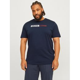 Jack & Jones PlusSize Herren T-Shirt "JJECORP LOGO TEE PLAY SS O-N NOOS PLS", blau, Basic, Gr. XXXL, JACK & JONES PLUSSIZE, bedruckt, Single Jersey, Obermaterial: 100%