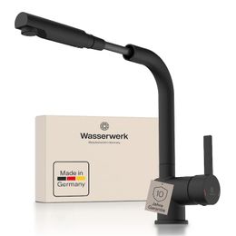 WASSERWERK Sp&uuml;ltischarmatur &raquo;WK 4, Wasserhahn, K&uuml;che, Einhebelmischer&laquo; 360&deg; schwenkbar, Cold-Start-Funkt., herausziehbar schwarz B/H/T: 5,7cm x 29,8cm
