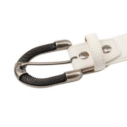 Anthoni Crown Damen Lederg&uuml;rtelwei&szlig;, Gr. 85, Rindsleder, G&uuml;rtel
