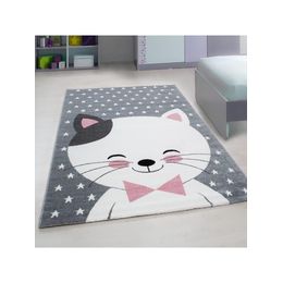 KADIMA DESIGN Kinderteppich Waschbar Niedliche Katze TASNA Strapazierf&auml;hig OEKO-TEX | Gr.: 160 x 230 cm