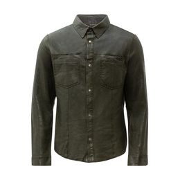 RICANO Herren Langarmhemd "Lederjacke Reverse Shirt", gr&uuml;n, Gr. XL, Obermaterial: 100% Lammnappaleder LANA., Hemden, Handgefertigt aus echtem Leder