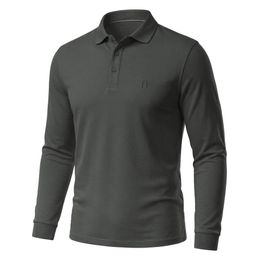 Normani Herren Langarm Poloshirt Lyroe in Anthrazit | Gr.: L