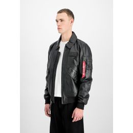 Herren Lederjacke "CWU-45/P Leather", schwarz, Gr. XL, Alpha Industries, Obermaterial: 100% Leder, Jacken