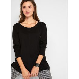 bonprix Damen Langarmshirt "Langarmshirt aus Baumwoll-Viskose-Mix", schwarz, Gr. 52, Obermaterial: 50% Baumwolle, 50% Viskose, Shirts, ausgestellte