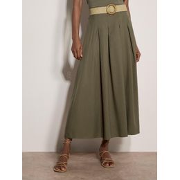 Apricot Damen Midirock "Boho-Midirock", gr&uuml;n, Gr. 42, uni, gewebt, Obermaterial: 92% Lyocell CLY. 8% Leinen LI., R&ouml;cke, mit G&uuml;rtel